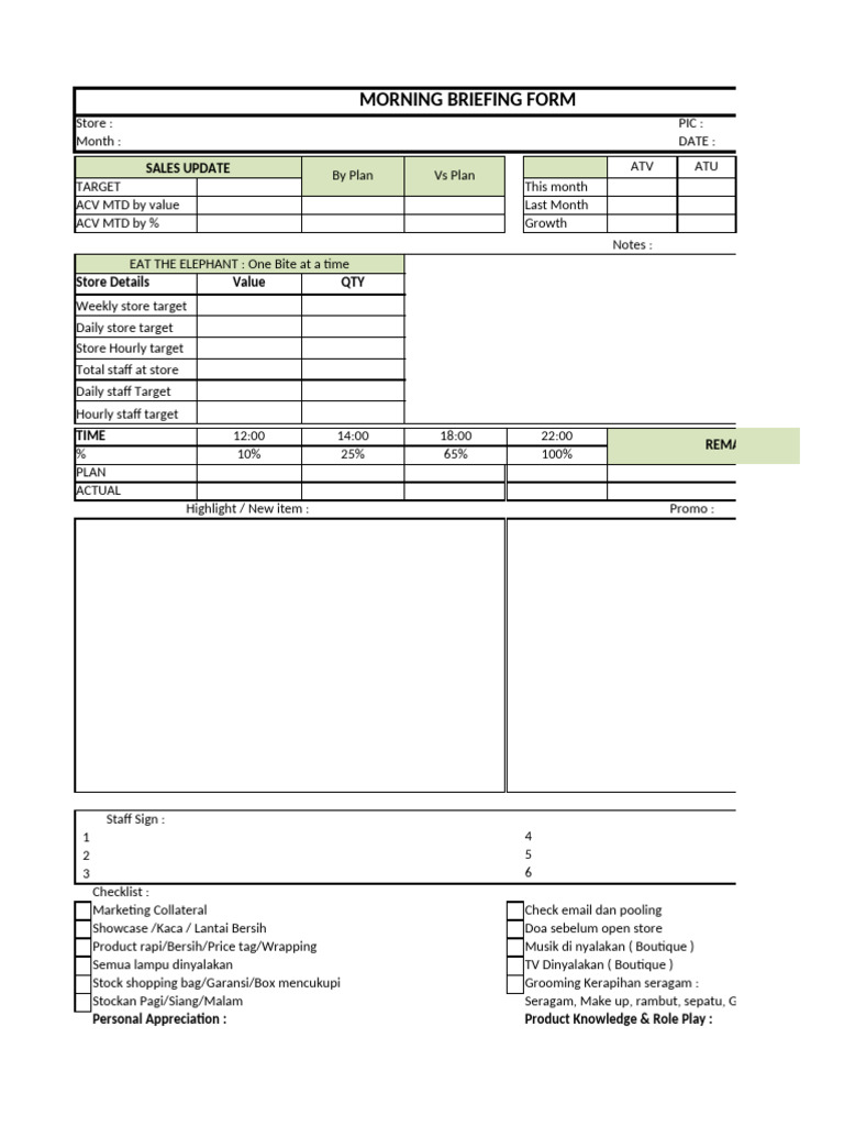 Form Morning Briefing - With Rumus | PDF