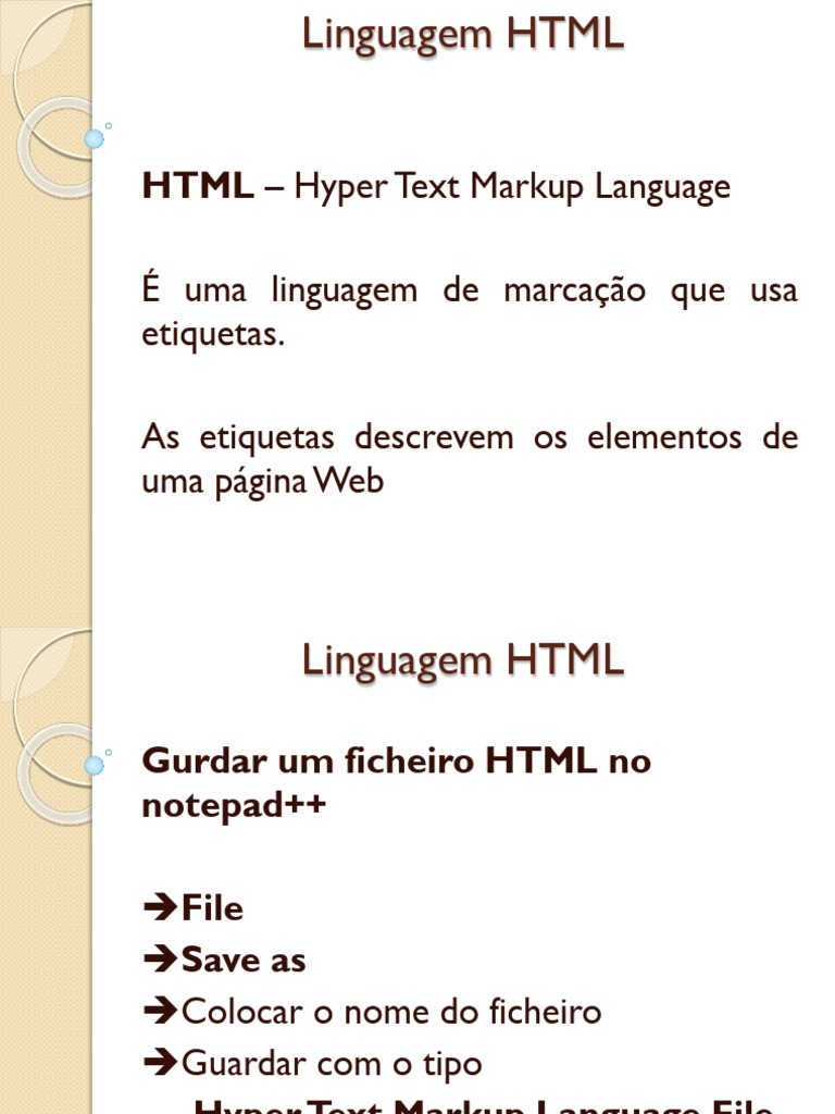 Introdução à Linguagem HTML e Etiquetas | PDF | Negocios | Arte