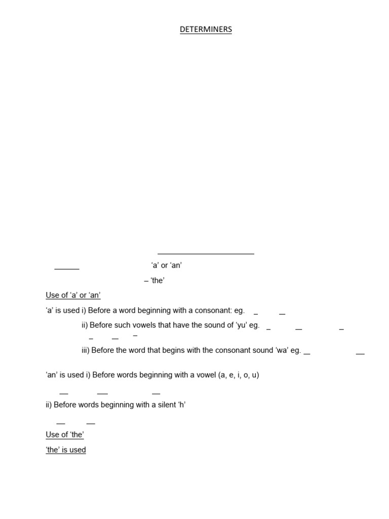 Determiners Notes Pdf 5193