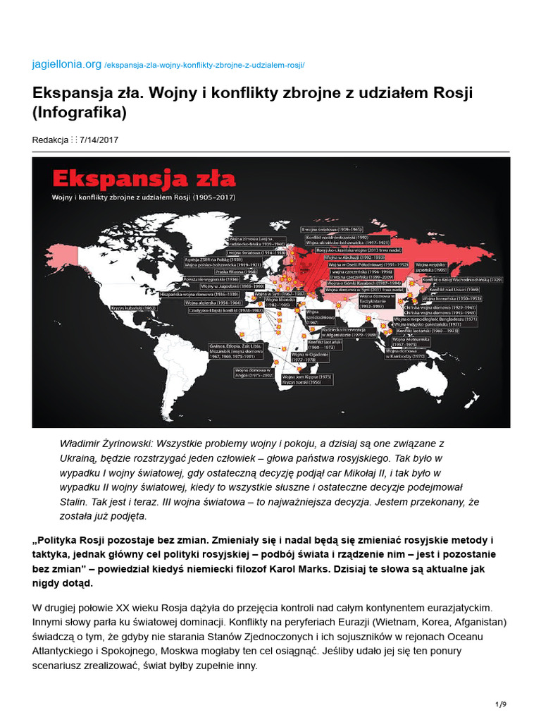 Ekspansja Zła Wojny I Konflikty Zbrojne Z Udziałem Rosji Infografika | PDF