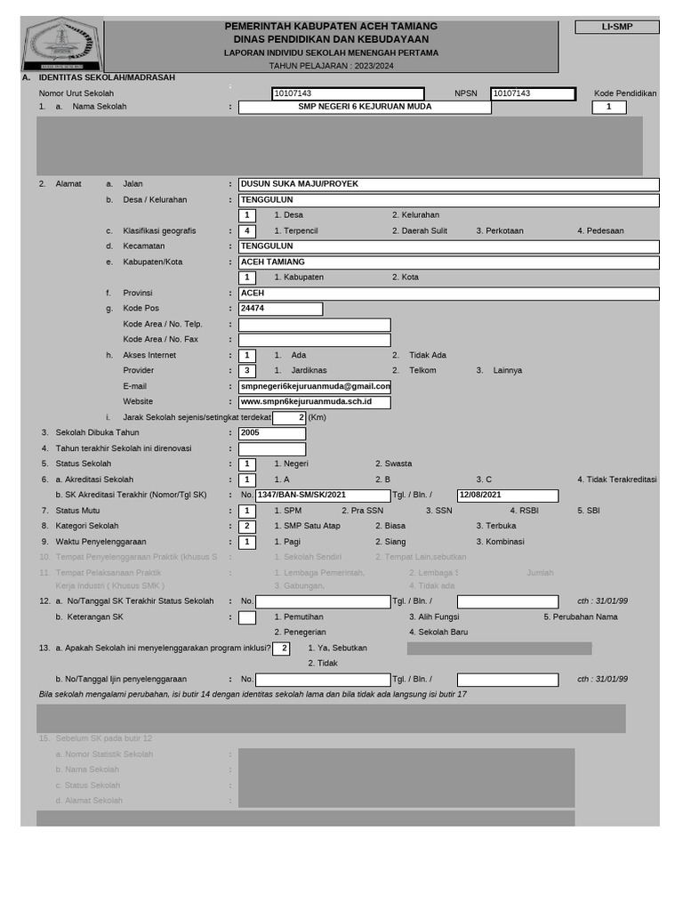 File Li-SMP Negeri 6 Kejuruan Muda (CONTOH) | PDF