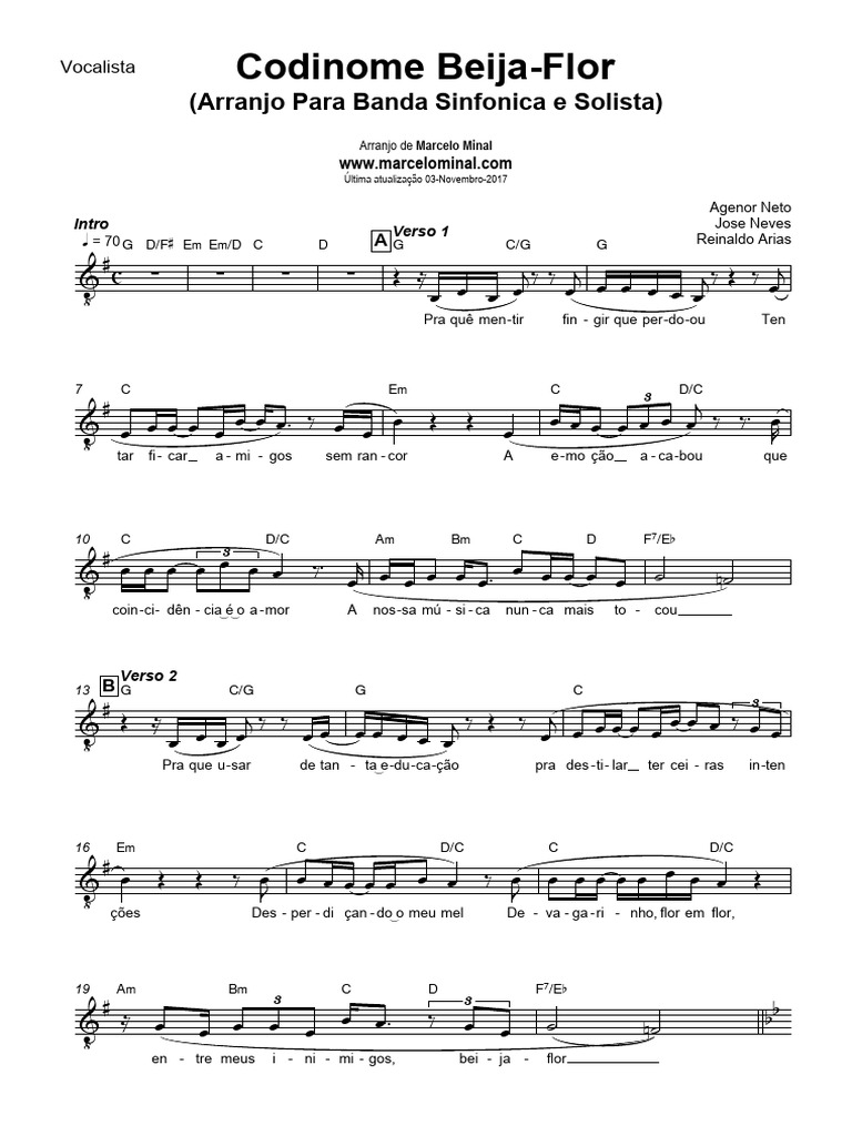 Orquestra PL - Codinome Beija-Flor - Vocalista | PDF