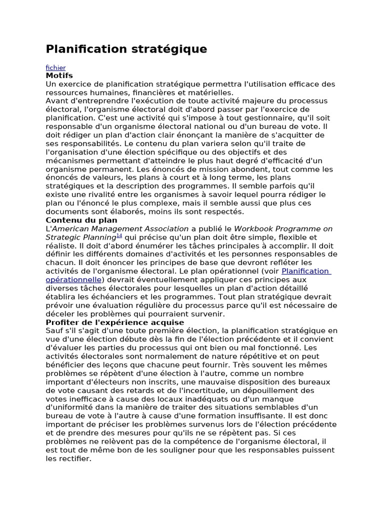 Planification Stratégique | PDF