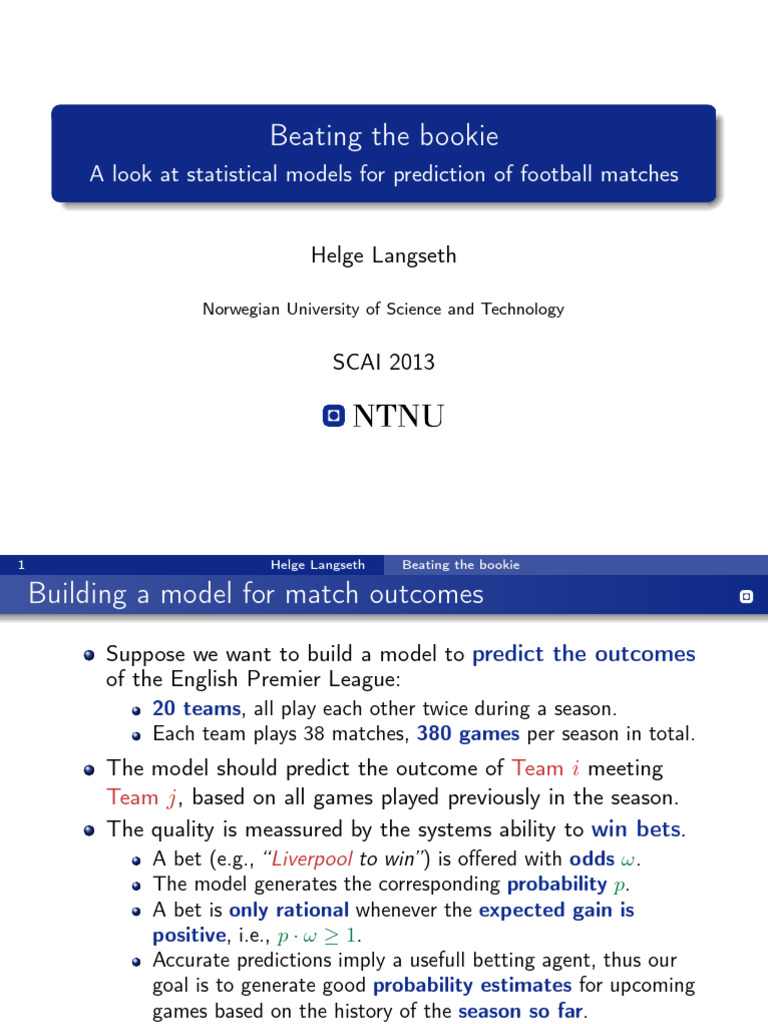 A Look at Statistical Models For Prediction of Football Matches | PDF