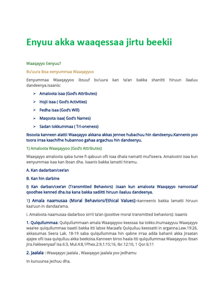 Barumsa Afuuraa Kiristaanaa Christian TH | PDF