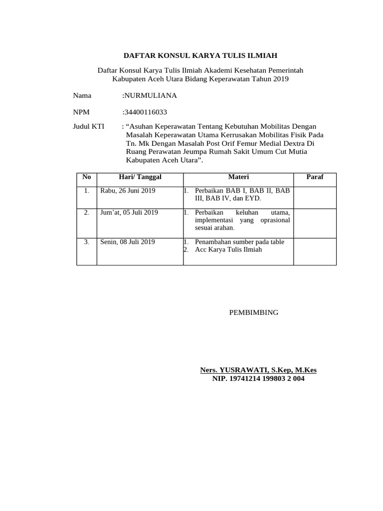 Daftar Konsul Karya Tulis Ilmiah | PDF