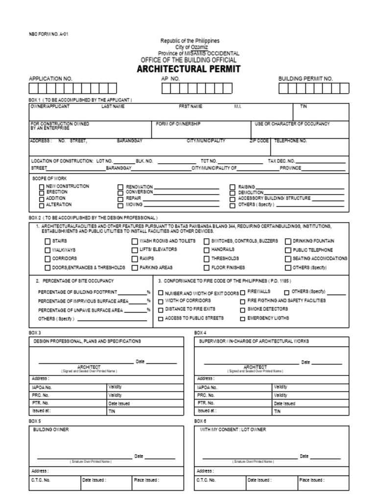 Architectural Permit: Office of The Building Official | PDF