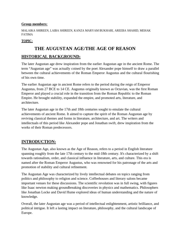 The Augustan Age | PDF