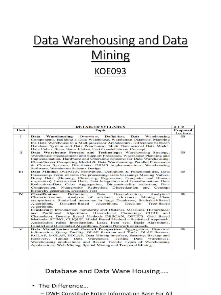 Data Warehousing and Data Mining Unit 1 | PDF