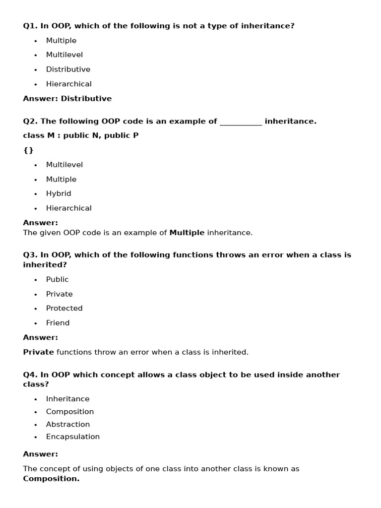 Oops Imp Questions and SQL Query | PDF | Class (Computer Programming) | Inheritance (Object ...