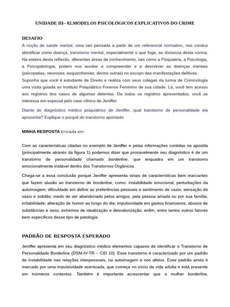 02.modelos Psicológicos Explicativos Do Crime | PDF