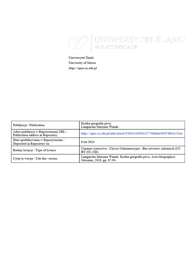 Lamparska Krotka Geografia Piwa | PDF