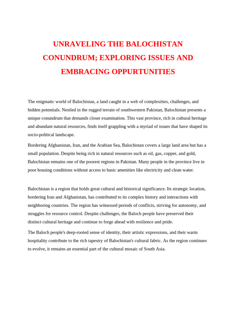 Balochistan Conundrum | PDF