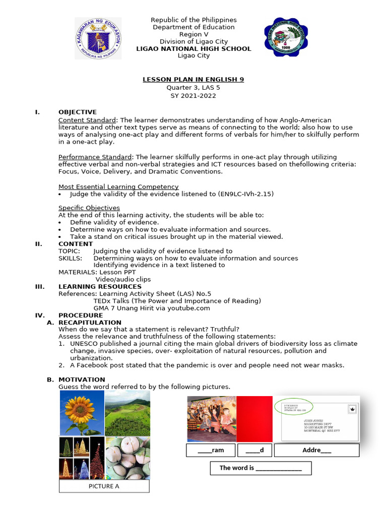 Lesson Plan Judging The Validity of Evidence Listened To | PDF