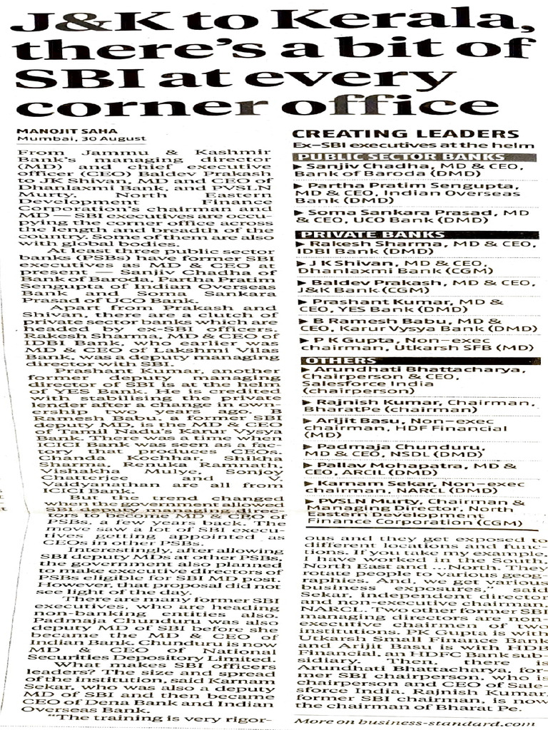 SBI Creating Leaders | PDF