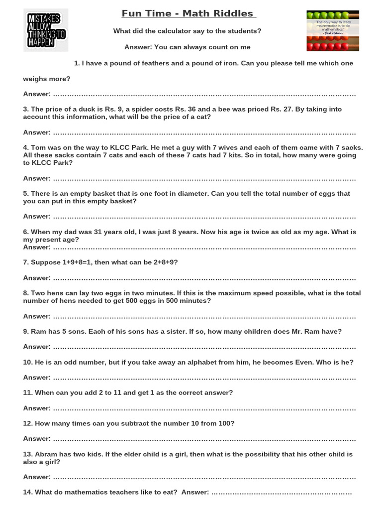 Math Riddles | PDF