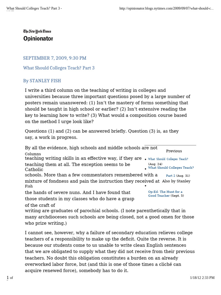 What Should Colleges Teach | PDF