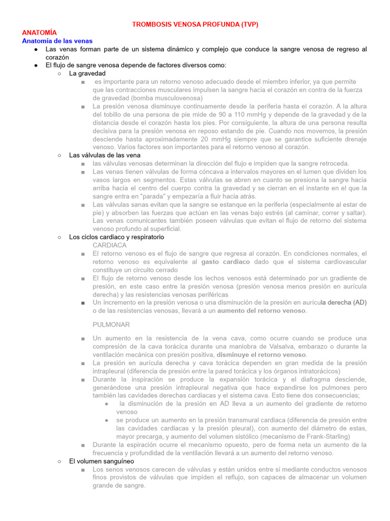 TROMBOSIS VENOSA PROFUNDA (TVP) | PDF