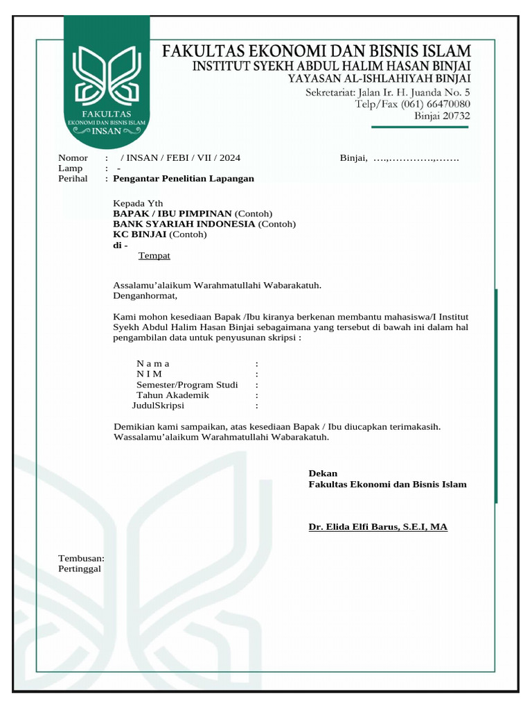 Surat Penelitian Febi | PDF