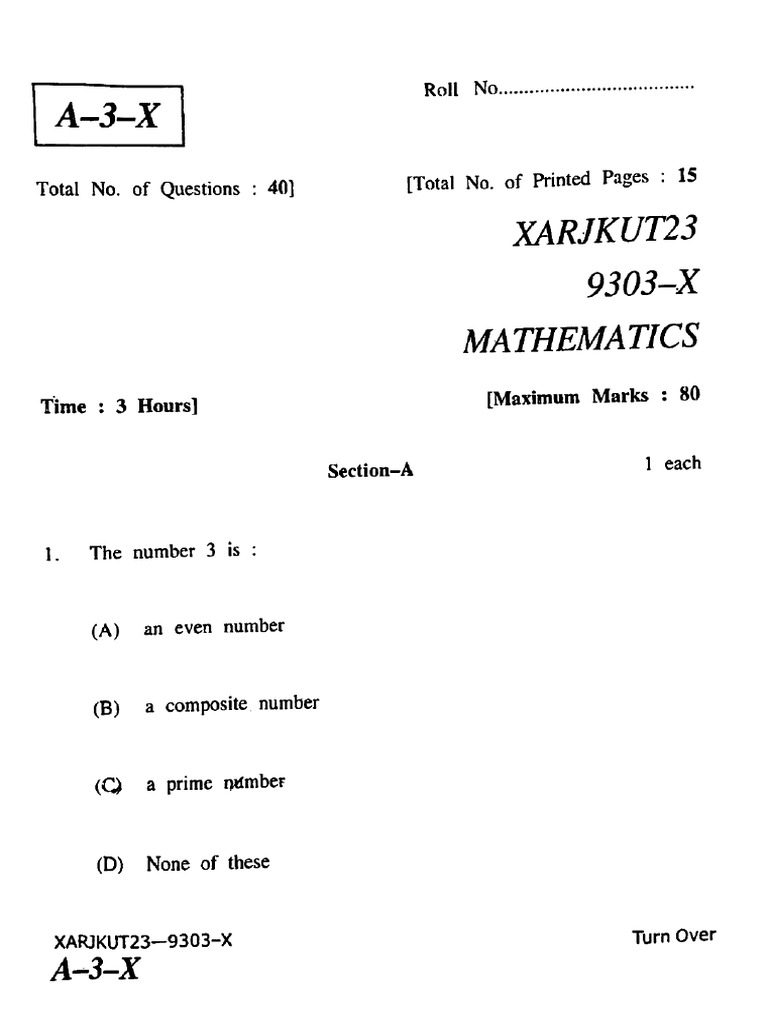JK Bose Class 10 Mathematics 9303 X 2023 | PDF