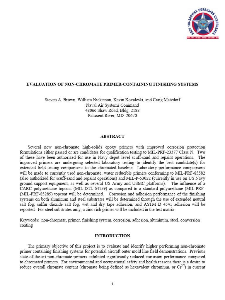 non-chromate primer.finishing systems | PDF
