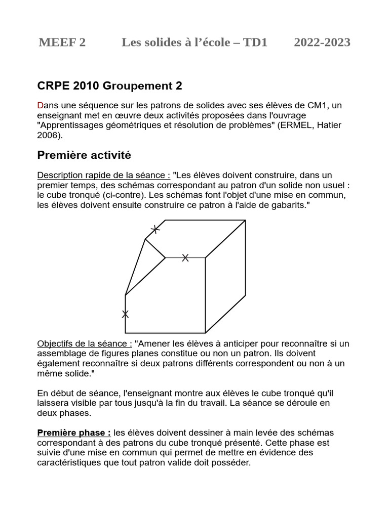 Solides A Lecole TD1 | PDF