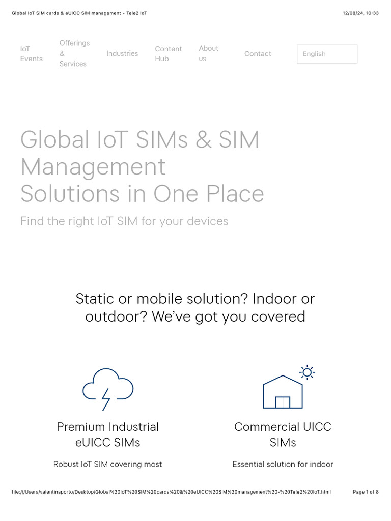 Global IoT SIM Cards & eUICC SIM Management - Tele2 IoT | PDF Global IoT SIM Cards & eUICC SIM Management - Tele2 IoT | PDF