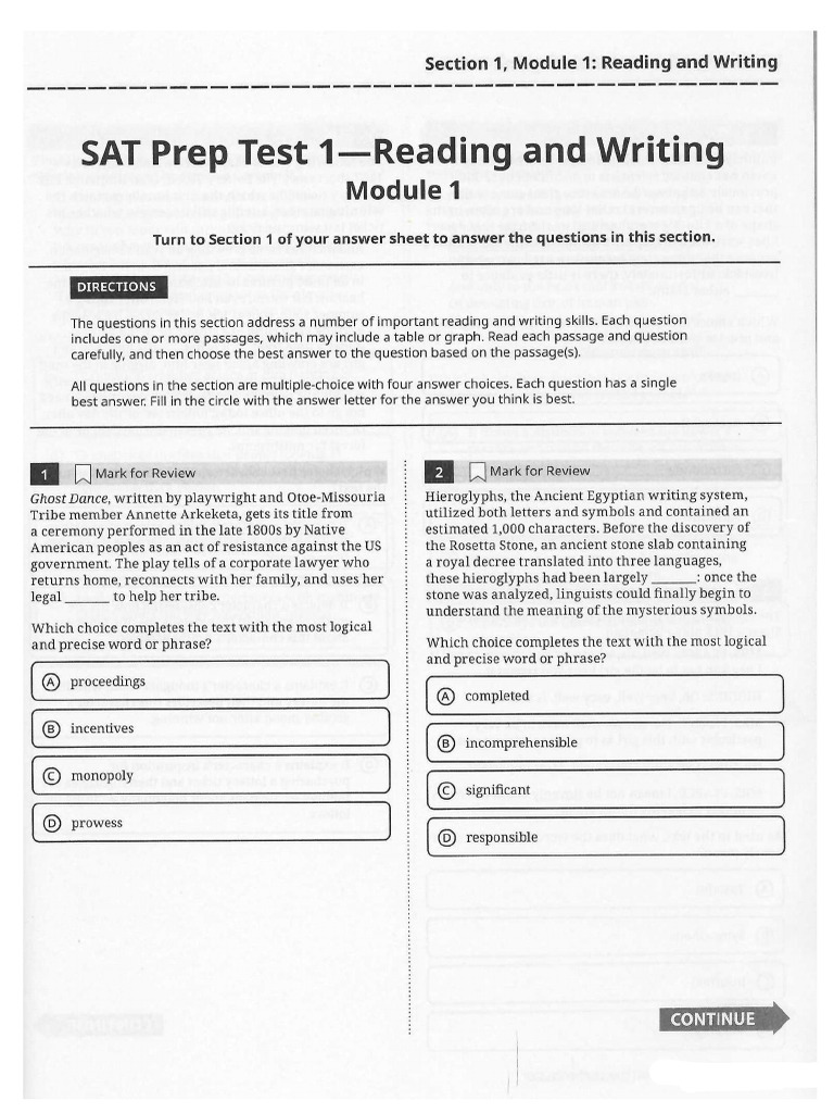 (P) DSAT Test 1 - Verbal Module 1 | PDF