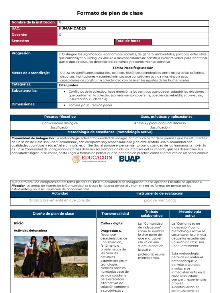 Formato Plan de Clase Progresion 7 | PDF