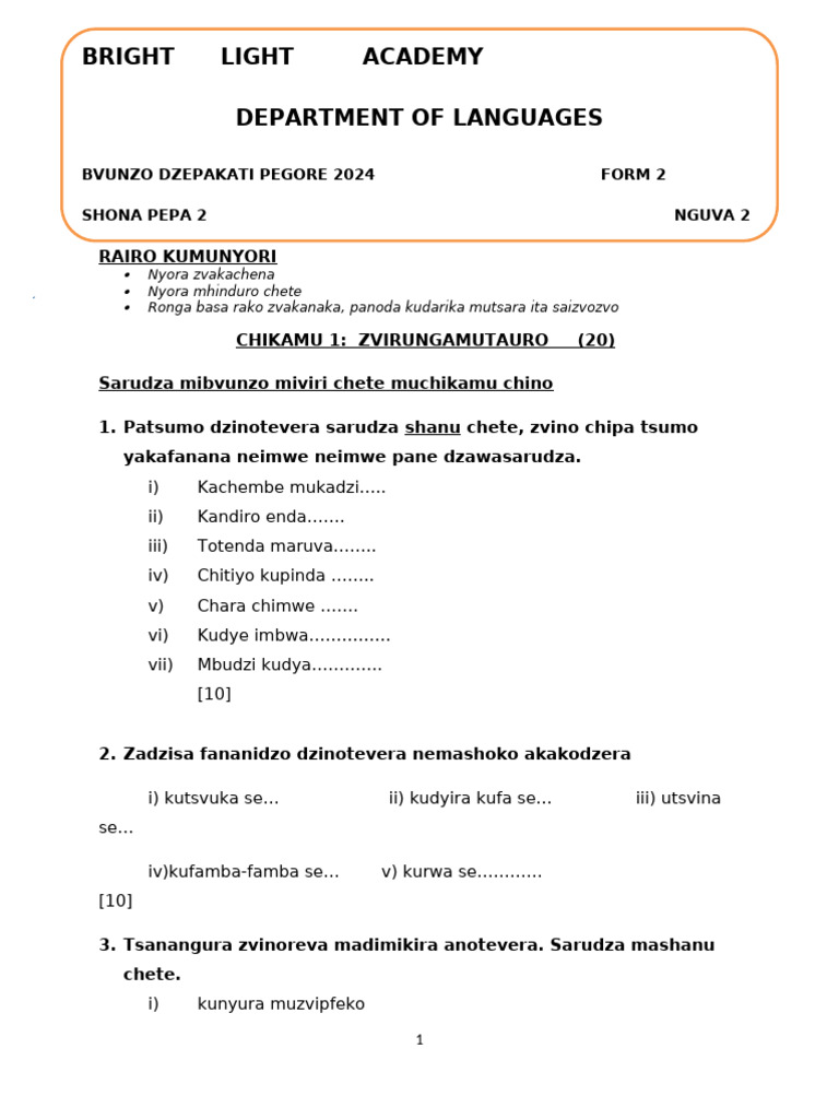 Form 2 Mid Year Exam P2 | PDF