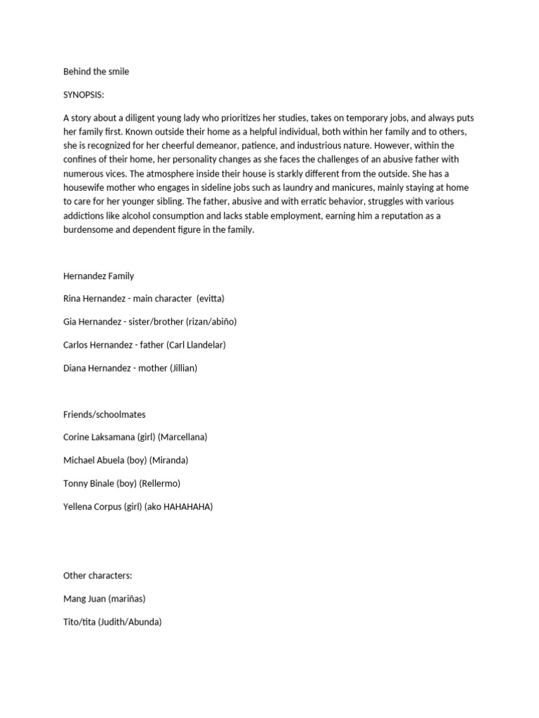 Behind The Smile Dramatic Theatre Script | PDF