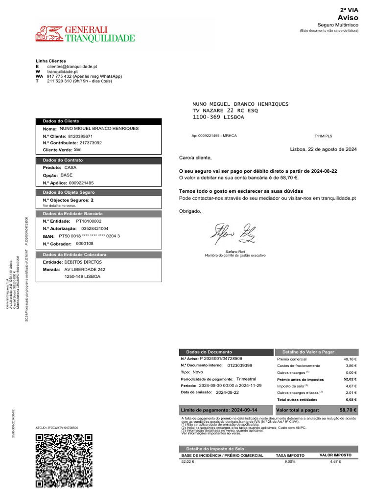 Aviso Debito 0009221495 20240822 | PDF