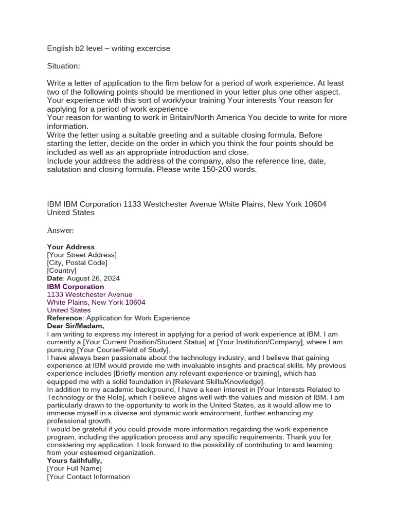 English b2 Level - Writing Excercise NR 2 | PDF