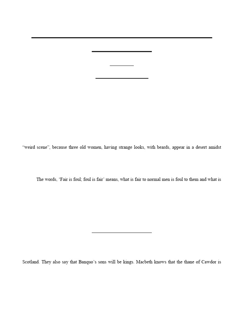 Third Semester Macbeth Notes | PDF
