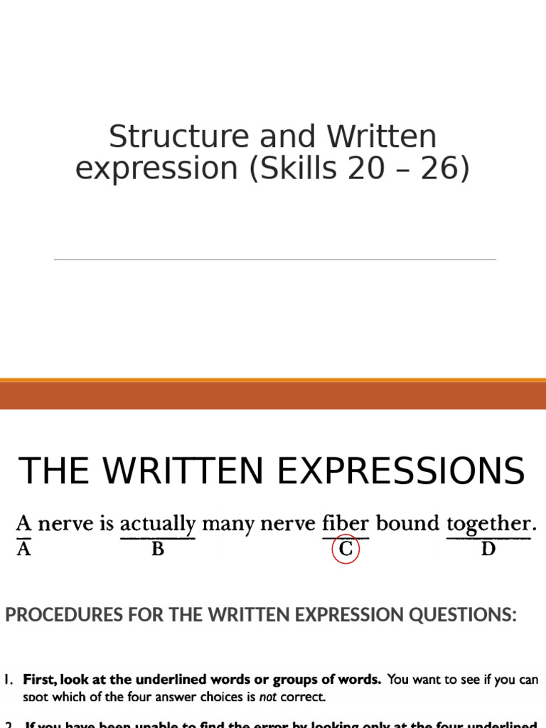 Structure and Written Expression (Skills 20 - 26) | PDF