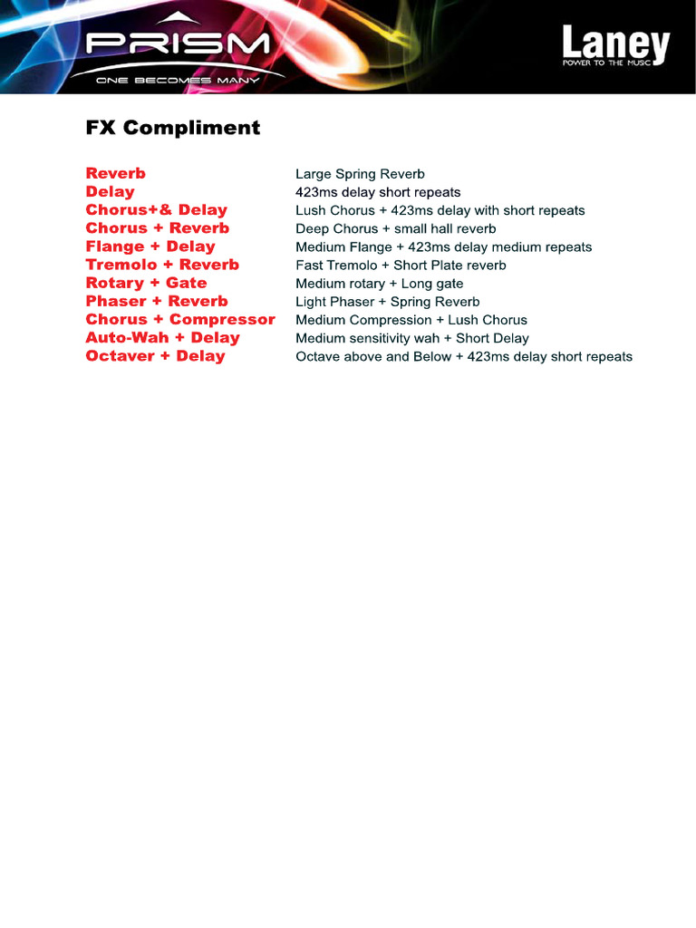 Laney Prism Effects Complement | PDF