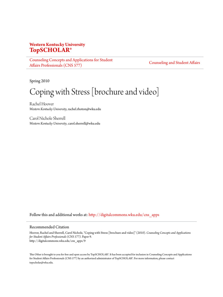 Coping With Stress (Brochure and Video) | PDF | Stress (Biology) | Anxiety