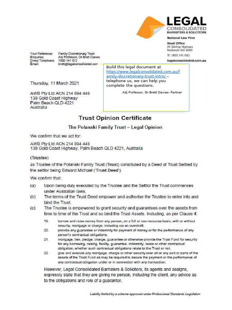 Family Trust Deed Sample | PDF