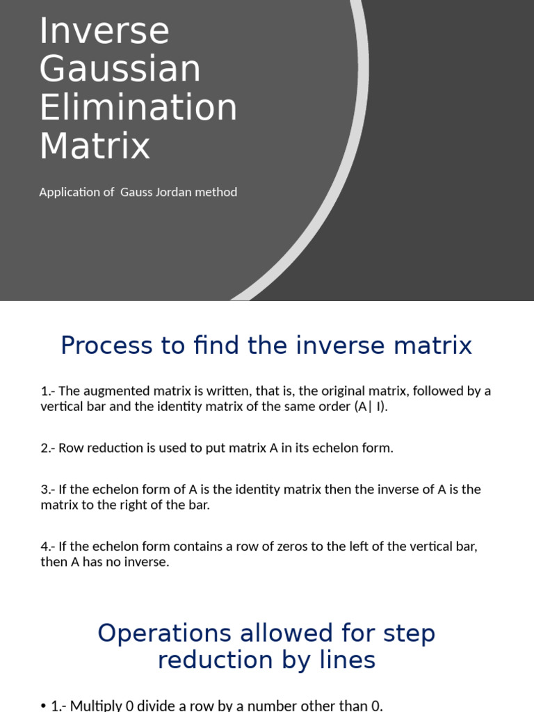 Inverse Gaussian Elimination Matrix | PDF