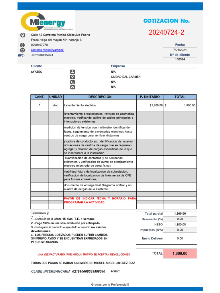 Cotizacion 20240724-2 Levantamiento | PDF