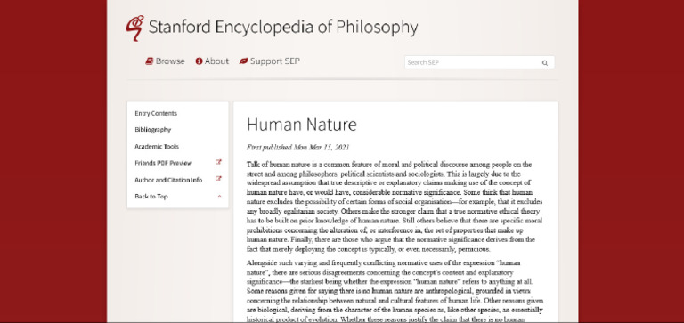 348 - Human Nature (Stanford Encyclopedia of Philosophy) - Plato ...