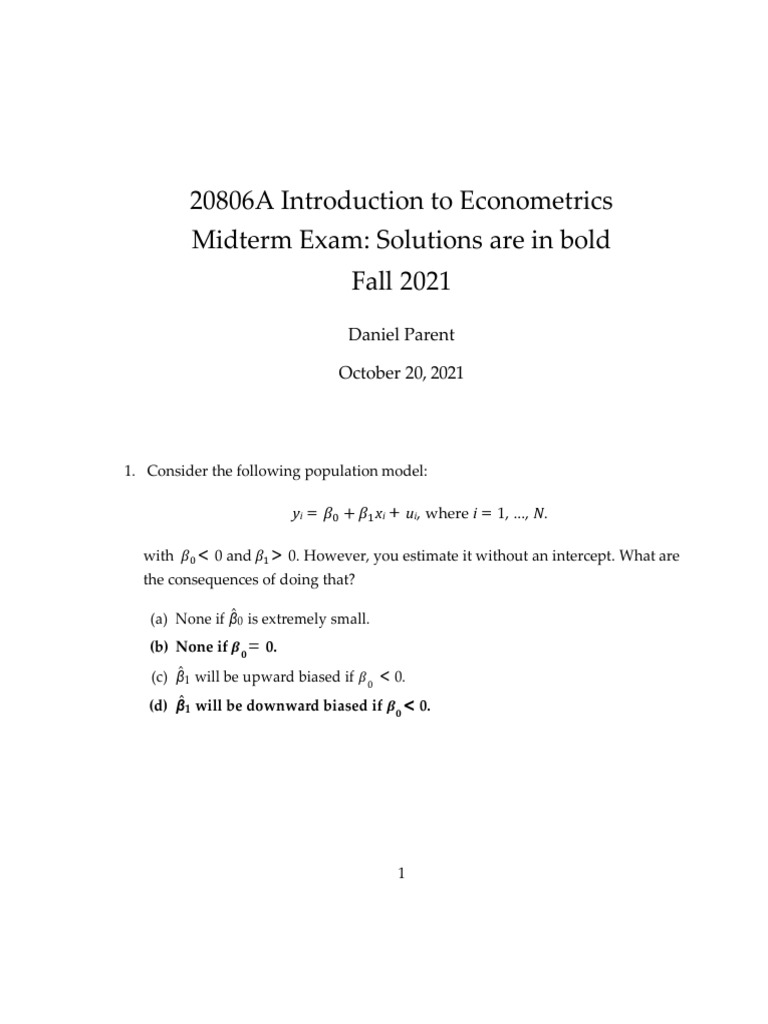 20806A Midterm F2021 Solutions | PDF