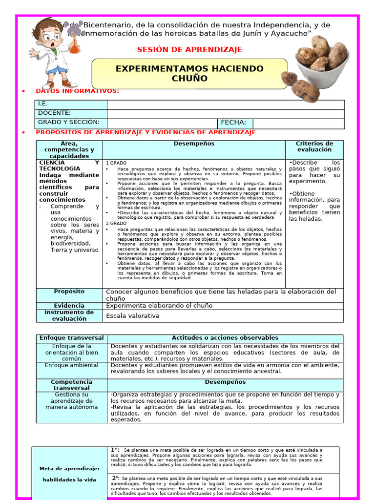 U5 S4 SESION D3 CT EXPERIMENTAMOS HACIENDO CHUÑO | PDF U5 S4 SESION D3 CT EXPERIMENTAMOS HACIENDO CHUÑO | PDF
