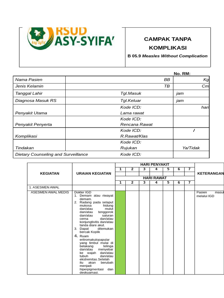 Clinical Pathway - Campak | PDF