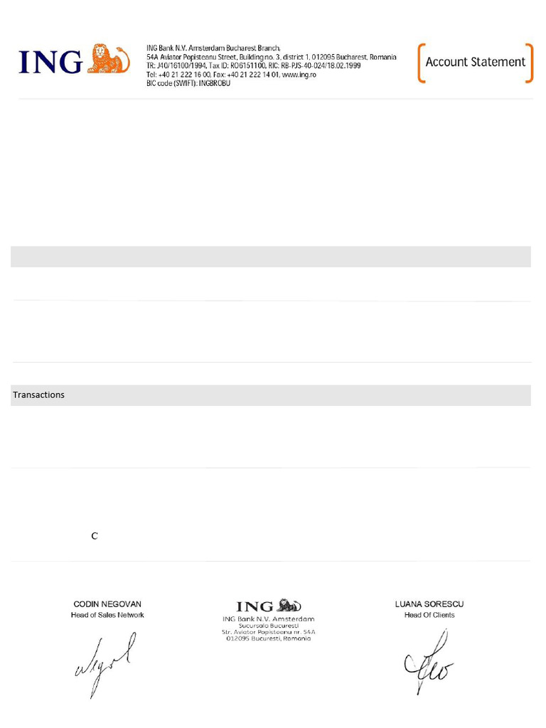Ing Statement Romania | PDF