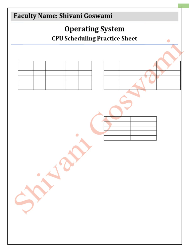 CPU Scheduling Practice Sheet | PDF