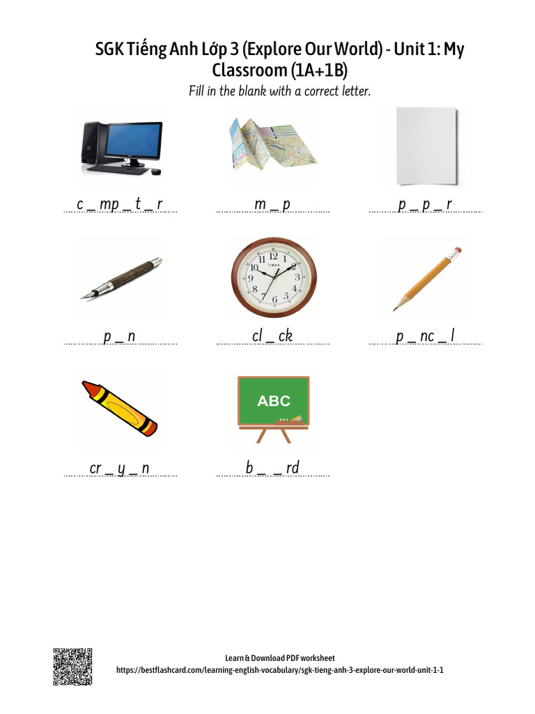 SGK Tiếng Anh Lớp 3 (Explore Our World) - Unit 1: My Classroom (1A+1B) | PDF