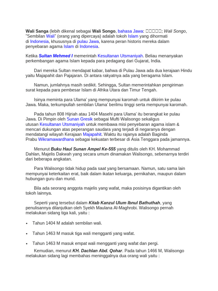 Wali Sanga | PDF