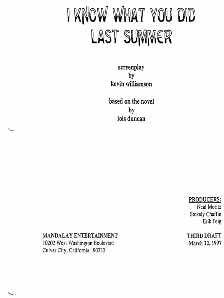 I Know What You Did Last Summer | PDF