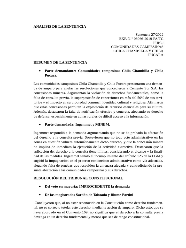 ANALISIS DE LA SENTENCIA | PDF